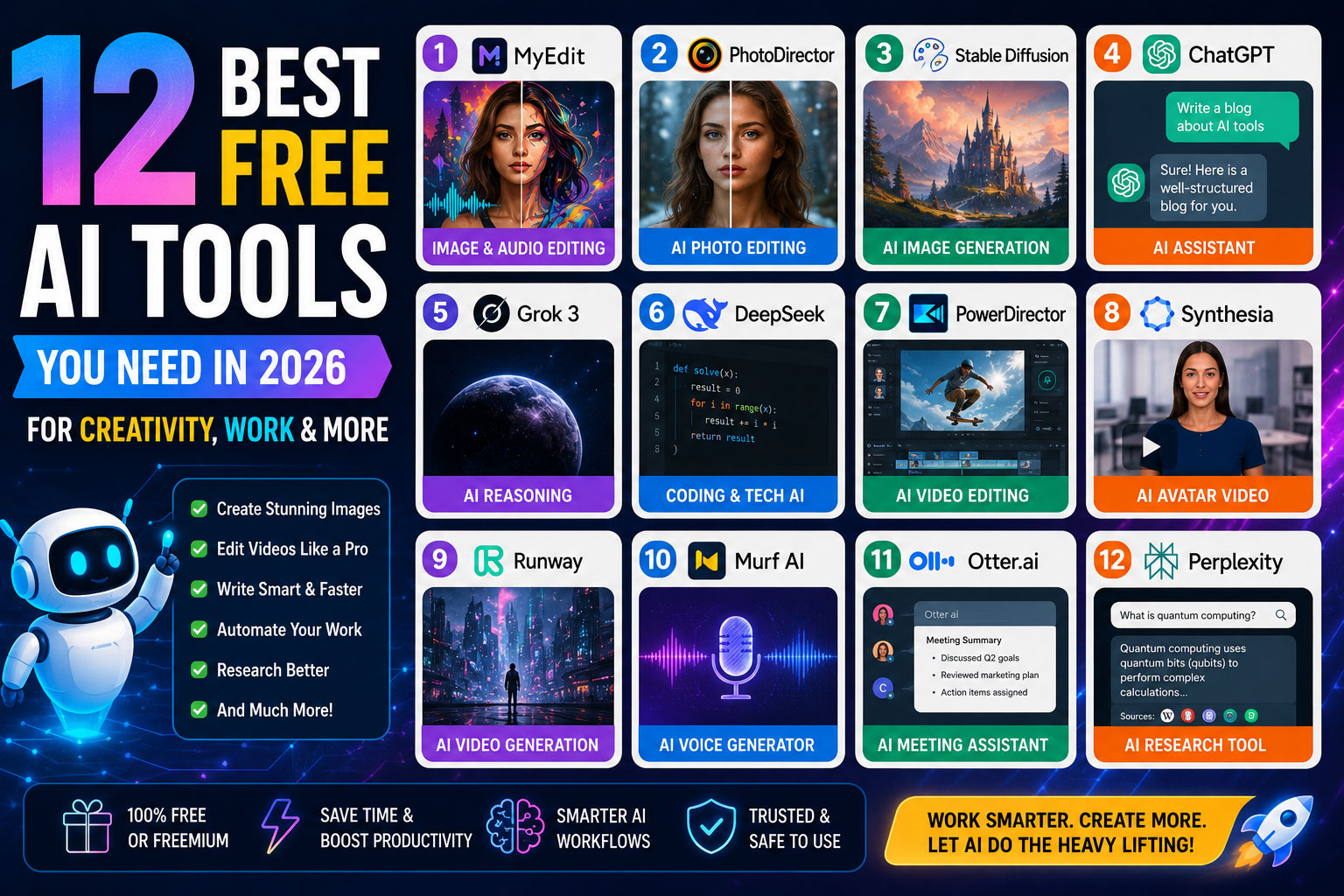 12 Best Free AI Tools You Need in 2026 for Creativity, Productivity ...
